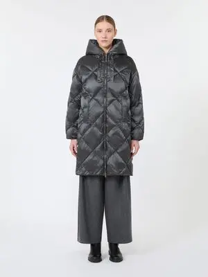 Max Mara Midi Puffer Jacket With Hood In Water-repellent Plain-weave Fabric