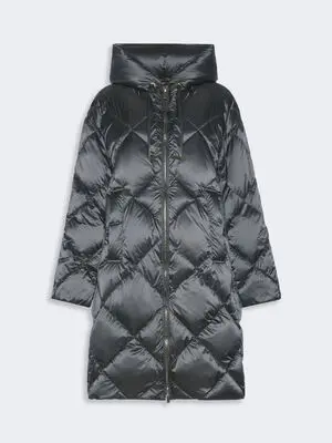 Max Mara Midi Puffer Jacket With Hood In Water-repellent Plain-weave Fabric