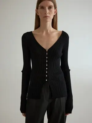 HOUSE OF DAGMAR Ribbed Pearl Top