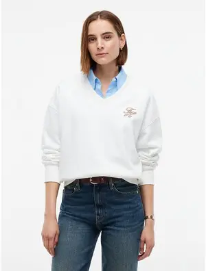 Tommy Hilfiger Relaxed V-neck Sweatshirt - Ecru