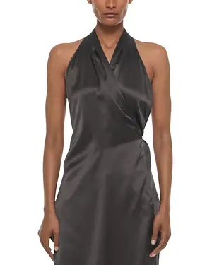 Helmut Lang Silk Scarf Wrap Silk Top - Bark