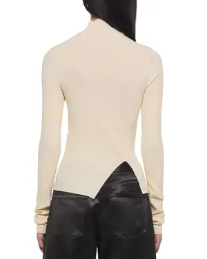 Helmut Lang Asymmetric Ribbed Cotton Blend Turtleneck