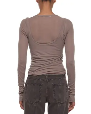 Helmut Lang Shifted Long Sleeve Sheer Tee