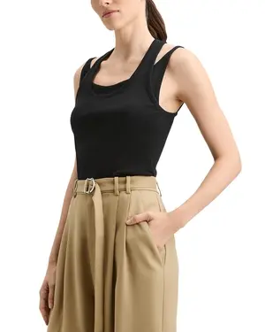 Derek Lam 10 Crosby Pima Cotton Ribbed Scoop Neck Tank