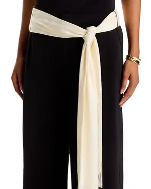 Aqua Satin Fringe Scarf Pants Exclusive