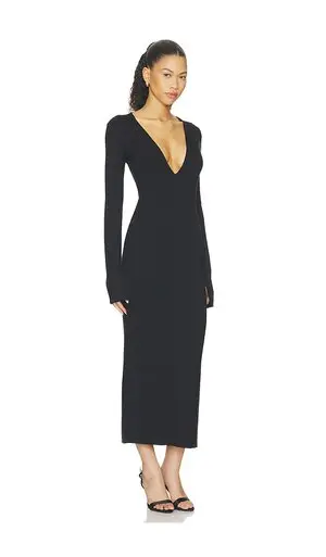 Eterne Soft Jersey Deep-v Midi Dress