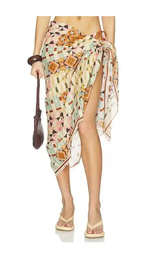 Zimmermann Printed Cotton Pareo In Brown - Geo Patchwork
