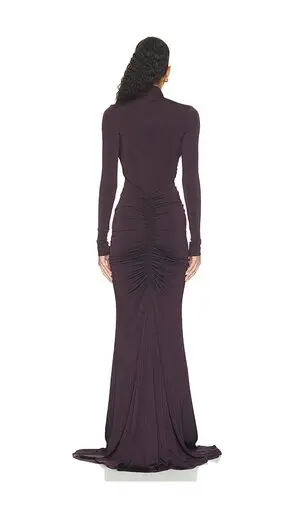 Lapointe Jersey Halter Ruched Gown In Purple