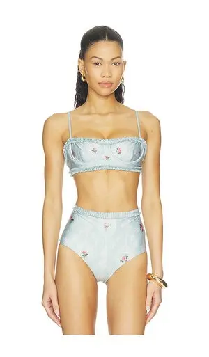 Agua Bendita Isolda Nostalgia Top In Green - Multicolor