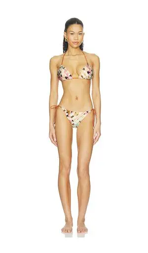 Zimmermann Fairlight Mini Tri Bikini Set In Multi - Geo Patchwork