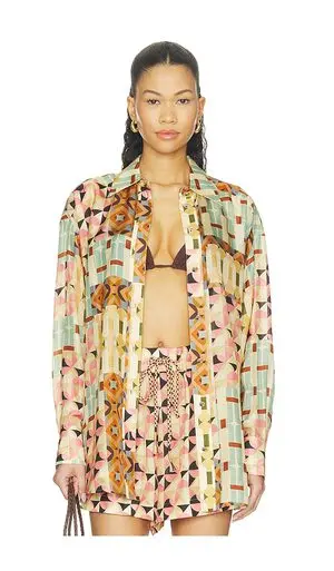 Zimmermann Fairlight Geo Relaxed Shirt In Multi