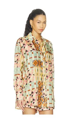 Zimmermann Fairlight Geo Relaxed Shirt In Multi