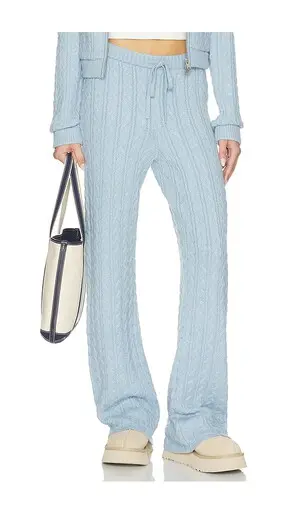 SKIMS Sweater Knit Cable Straight Leg Pant In Baby Blue - Fog