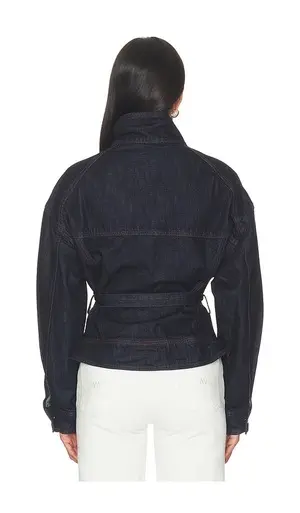 CUBIC LONDON Classic Stand Collar Fitted Denim Jacket