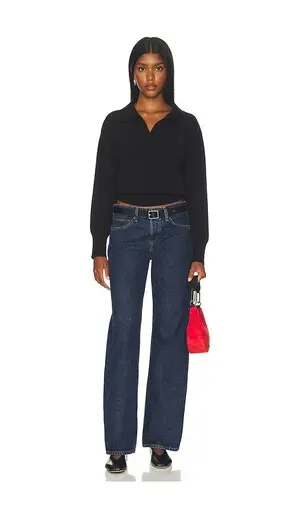 525 America Keri Johnny Collar Pullover Sweater