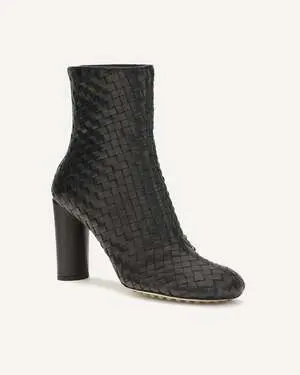 Bottega Veneta Cherry Intrecciato Ankle Boots