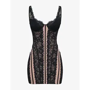 House Of Cb Sofia Corseted Lace Mini Dress - Midnight