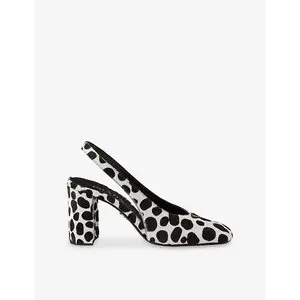 Prada Animal Print Calf-hair Leather Slingback Courts - White