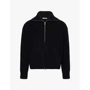Studio Nicholson Zip Though Wool Knit Jumper - Black