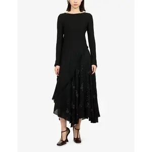 MARC LEBIHAN Asymmetric-hem Crepe Top