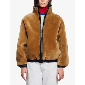 Sandro Oversized Shearling-lined Leather Jacket