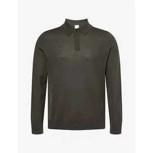Paul Smith Long-sleeve Merino Wool Polo Top - Anthracite