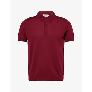 John Smedley Macloud Short-sleeve Wool Polo Top - Red Grape
