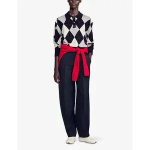 Sandro Argyle Polo-collar Wool And Cashmere Jumper