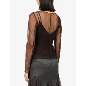 MARC LEBIHAN Double-layered Semi-sheer Silk Top