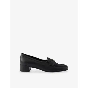 Prada Leather Block Heel Loafers - Black