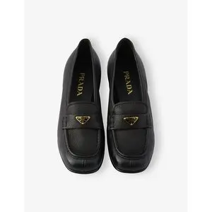 Prada Leather Block Heel Loafers