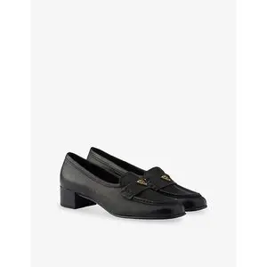 Prada Leather Block Heel Loafers