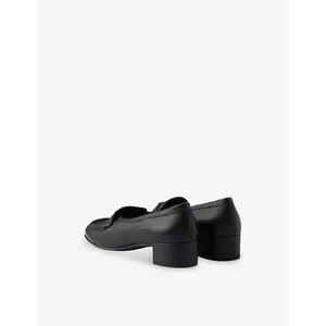 Prada Leather Block Heel Loafers