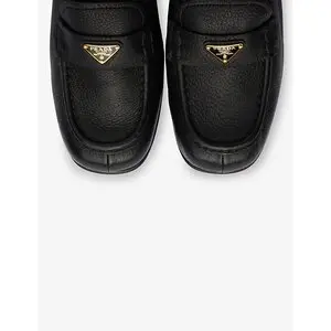 Prada Leather Block Heel Loafers