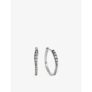 Monica Vinader Riva Pavé Diamond Blackened Sterling- And&nbsp;0.35ct Lab Grown Diamond Hoop Earrings - Silver