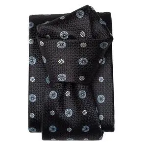 ELIZABETTA MADE IN ITALY Benelli Silk Jacquard Tie Dark Navy - Blue