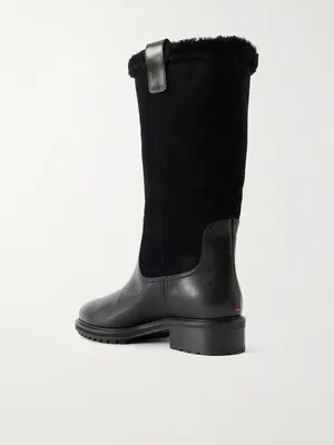 AeydĒ Theo 15 Shearling-trimmed Suede And Leather Knee Boots
