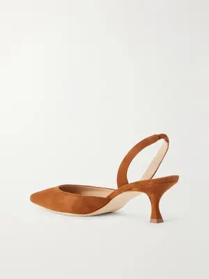 Manolo Blahnik Carolyne 50 Suede Slingback Pumps