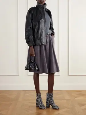 MAISON MARGIELA Tabi Split-toe Floral-print Distressed Leather Ankle Boots