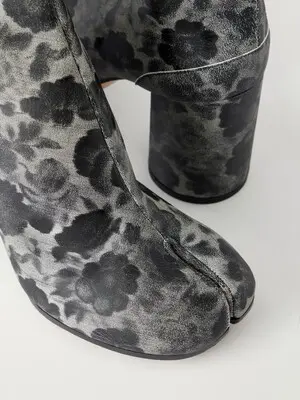 MAISON MARGIELA Tabi Split-toe Floral-print Distressed Leather Ankle Boots