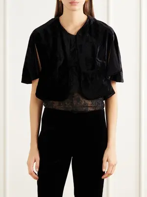Sharon Wauchob Simone Cropped Crushed-velvet Jacket