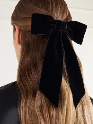 JENNIFER BEHR Wide Silk-velvet Bow Hairclip