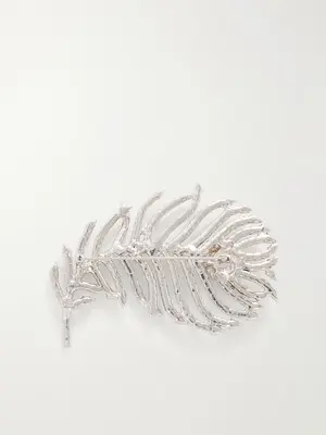 JENNIFER BEHR Plume Crystal-embellished Rhodium-plated -tone Brooch