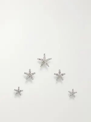 JENNIFER BEHR Vespera Set Of Five -tone Crystal Hair Magnets - Silver