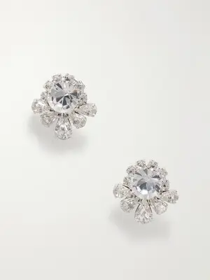 JENNIFER BEHR Luzette Crystal-embellished Rhodium-plated Silver-tone Earrings - Neutrals