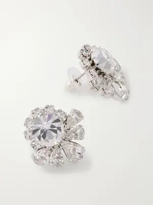 JENNIFER BEHR Luzette Crystal-embellished Rhodium-plated Silver-tone Earrings
