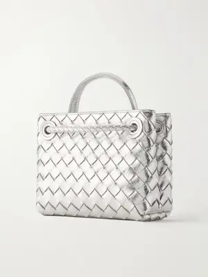 Bottega Veneta Andiamo Mini Metallic Crinkled-leather Shoulder Bag