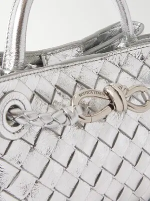 Bottega Veneta Andiamo Mini Metallic Crinkled-leather Shoulder Bag