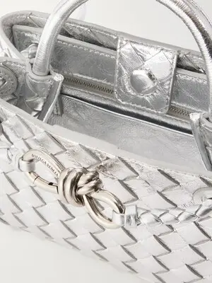 Bottega Veneta Andiamo Mini Metallic Crinkled-leather Shoulder Bag