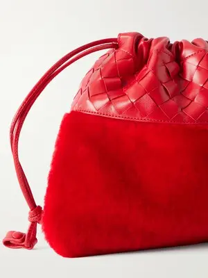 Bottega Veneta Dustbag Intrecciato Leather-trimmed Shearling Clutch